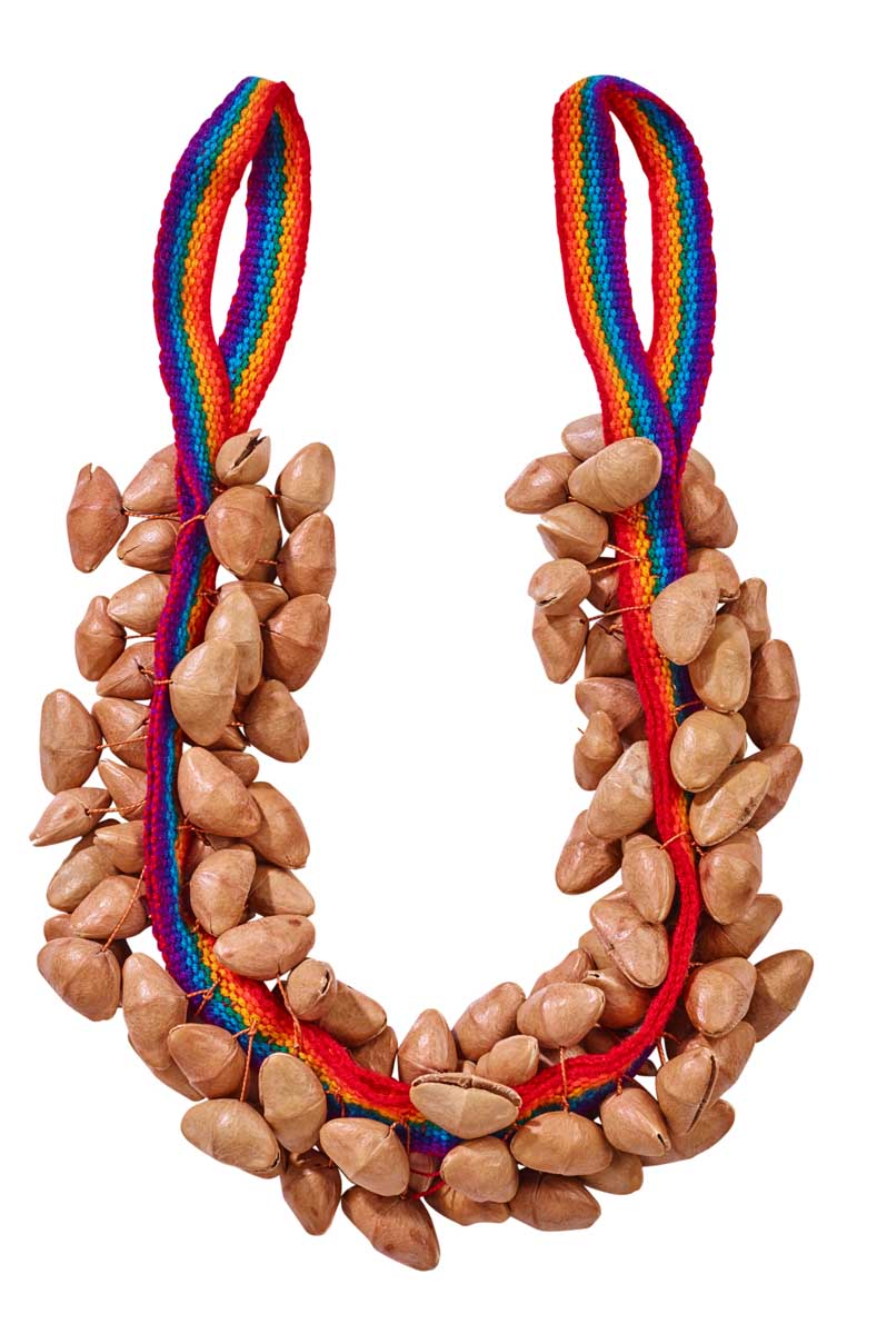 Tobillera on ribbon, c. 110 nutshells, L 55cm | Tobillera | Rattle ...